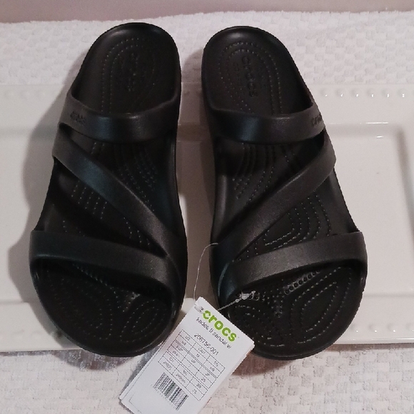 CROCS | Shoes | Crocs Iconic Black Comfort Slides 9 | Poshmark